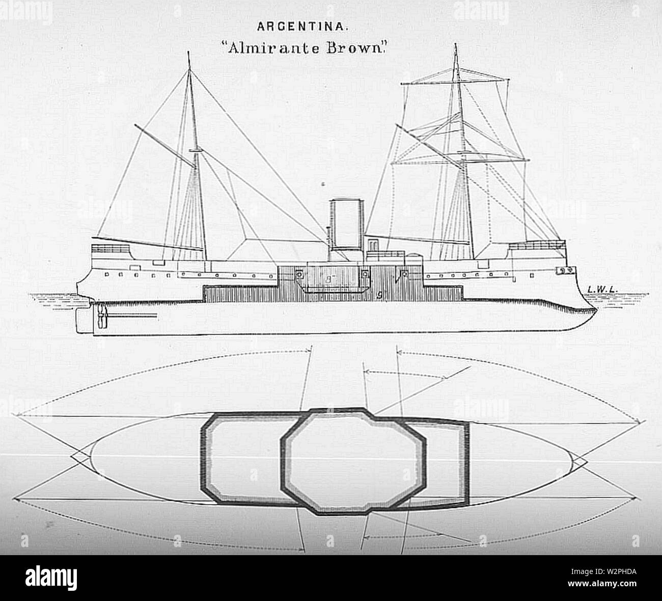 ARA Almirante Brown line-drawing 2 Stock Photo - Alamy