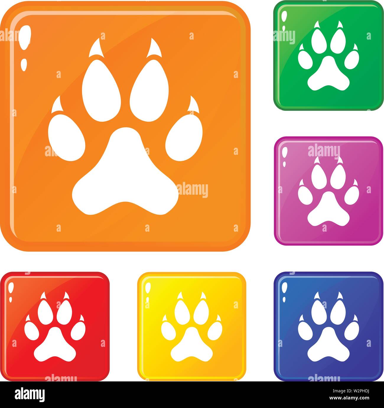 Cat paw icons set vector color Stock Vector Image & Art - Alamy