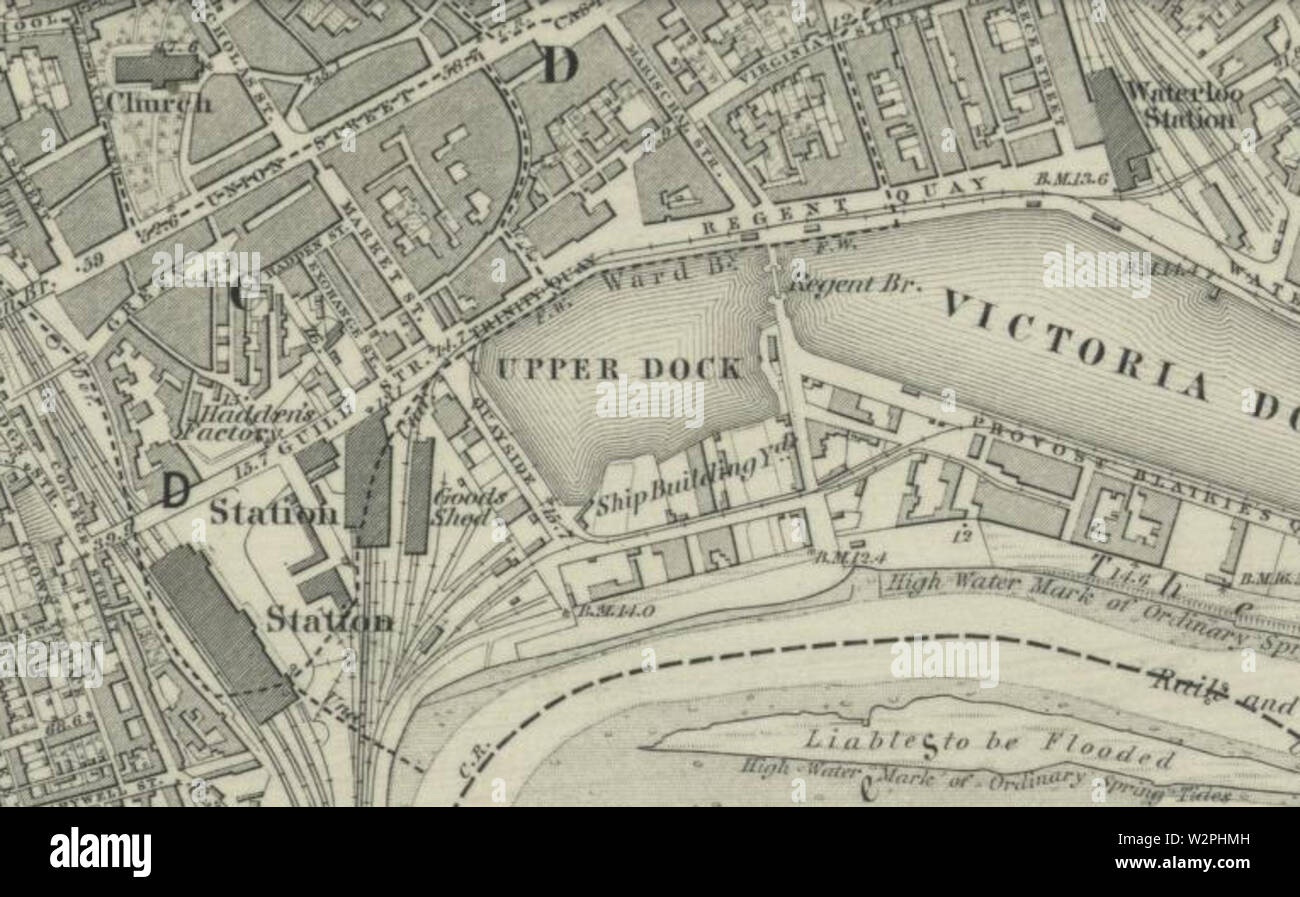 Aberdeen stations on 1869 OS map Stock Photo - Alamy