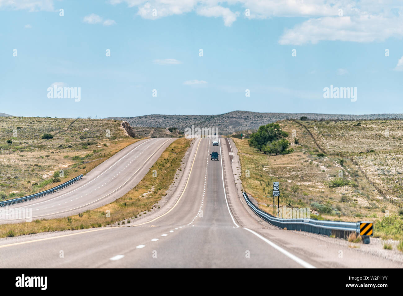 Roswell New Mexico countryside rural town road view from 380 highway ...