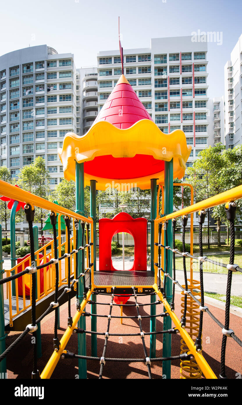 Colorful playground for children in public housing block Stock Photo ...