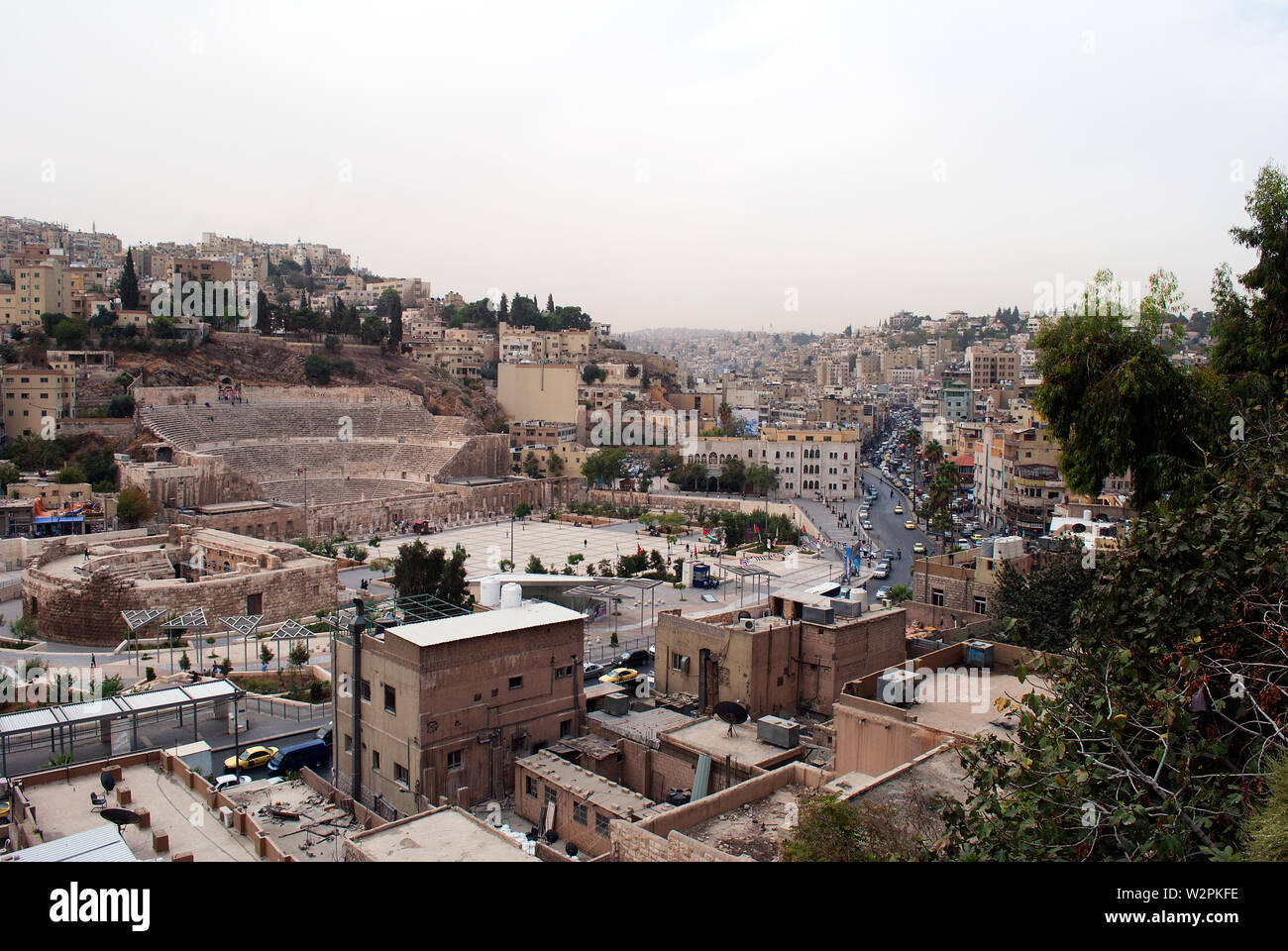 Close-up view of some residential buildings seen from the top in Jordan ...