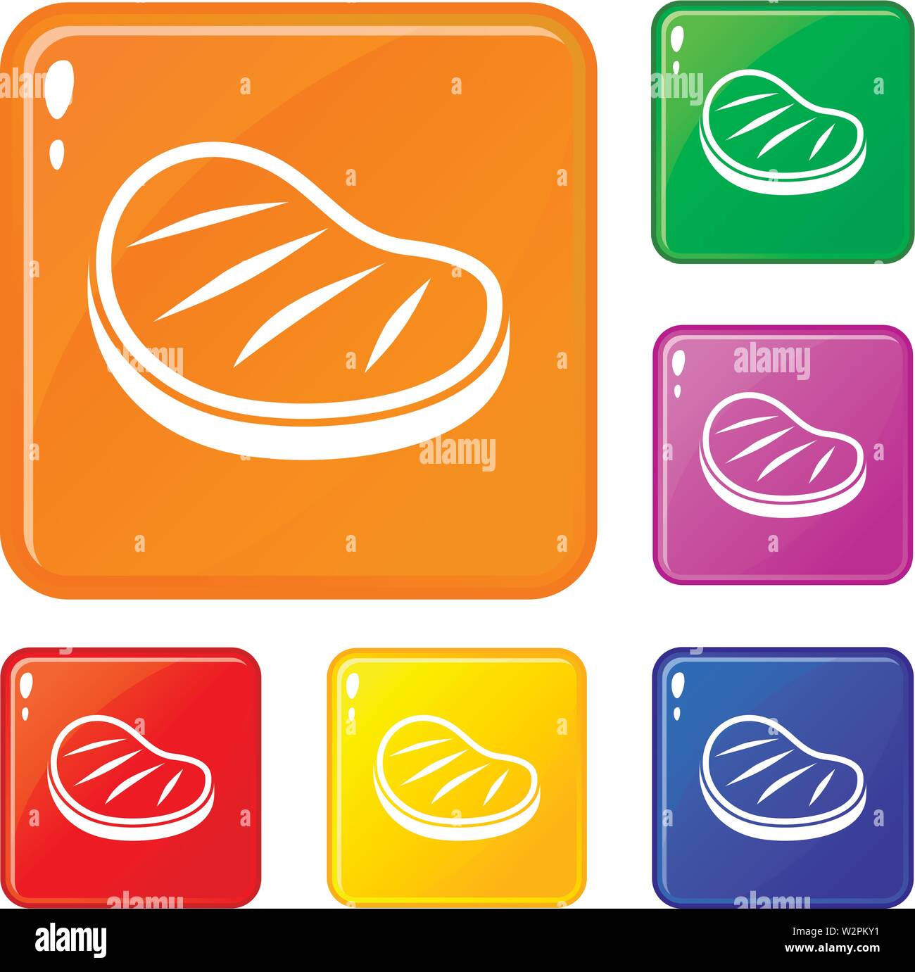 Beef steak icons set vector color Stock Vector Image & Art - Alamy