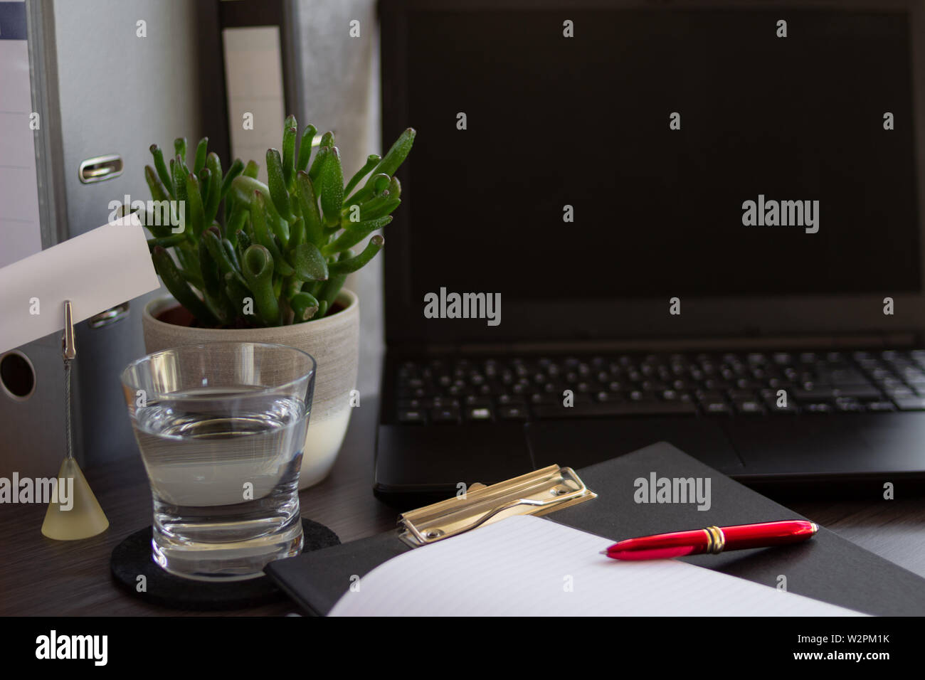 Innovative Office desk with smart phone, Laptop and a Notebook. Concept ...