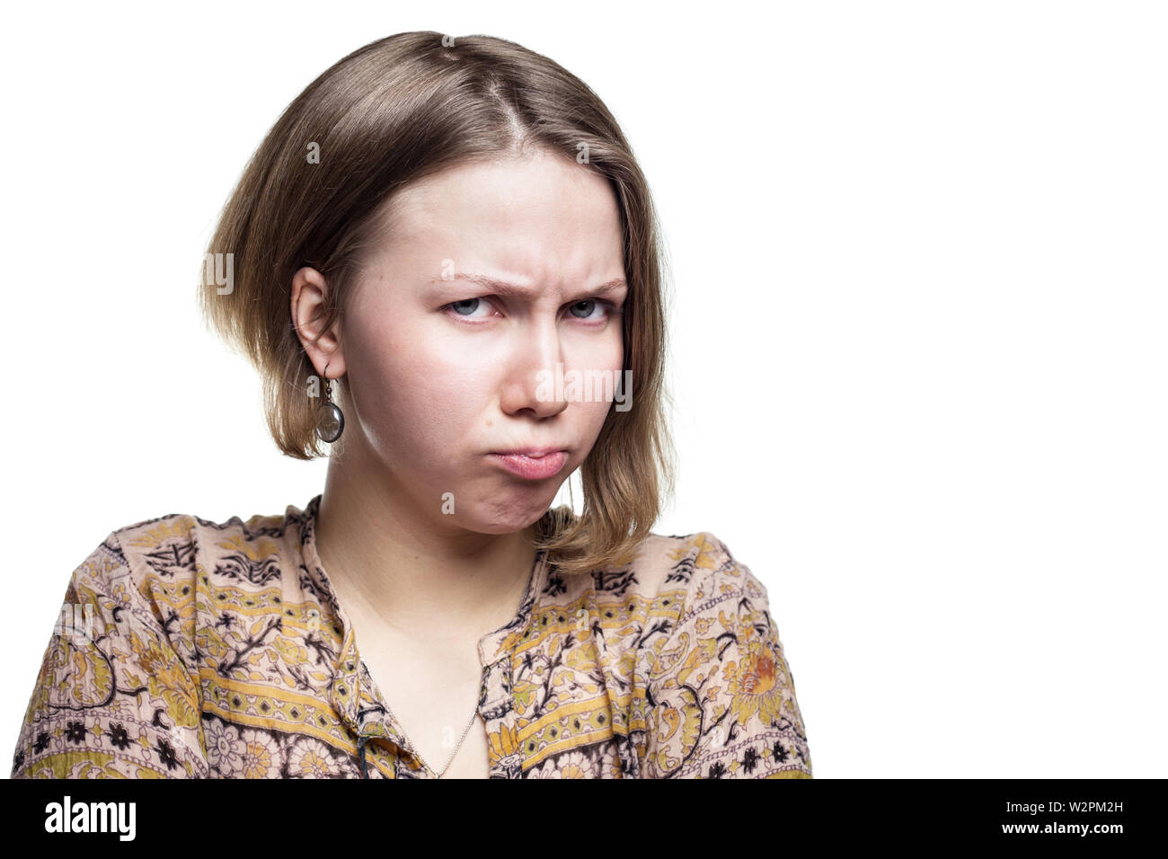 A head and shoulders photo of a pretty young girl with fair skin and ...