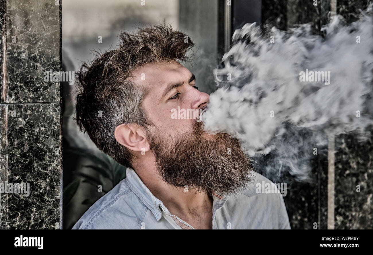 Smoking electronic cigarette. Stress relief concept. Smoking device ...