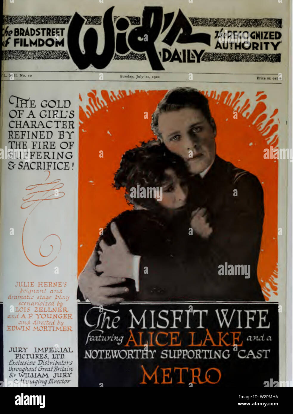 Alice Lake in The Misfit Wife by Edwin Mortimer Film Daily 1920 Stock ...