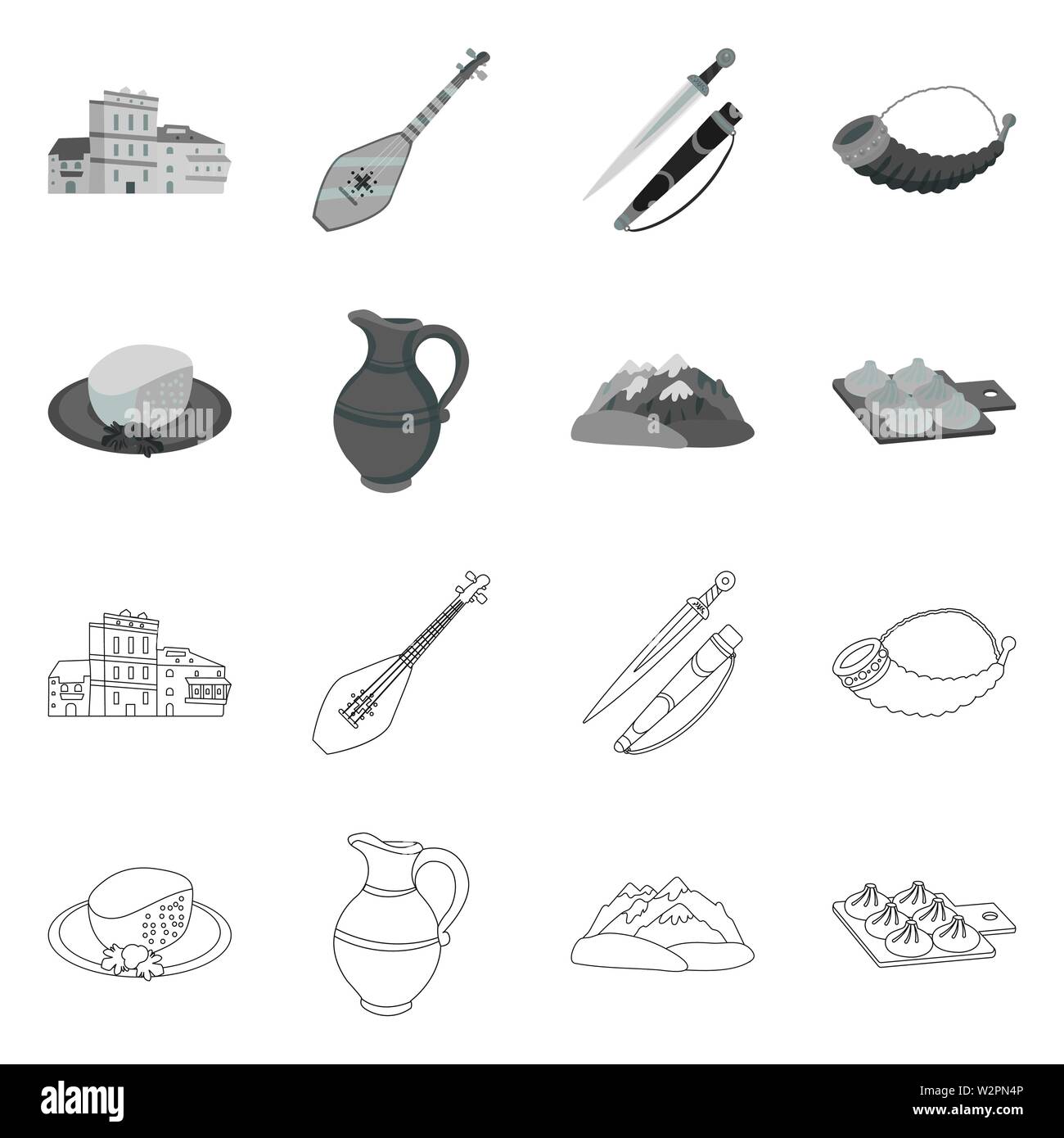 Isolated object of culture and sightseeing icon. Collection of culture ...
