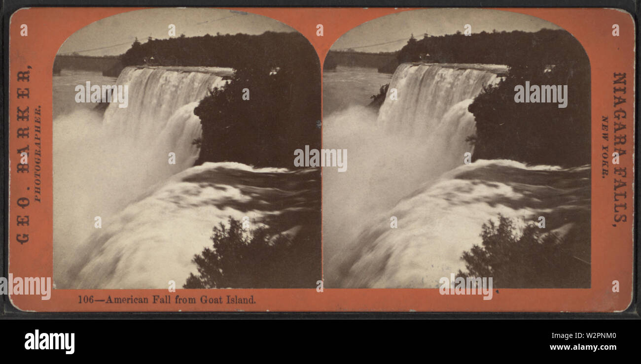 American Fall from Goat Island, by Barker, George, 1844-1894 Stock ...