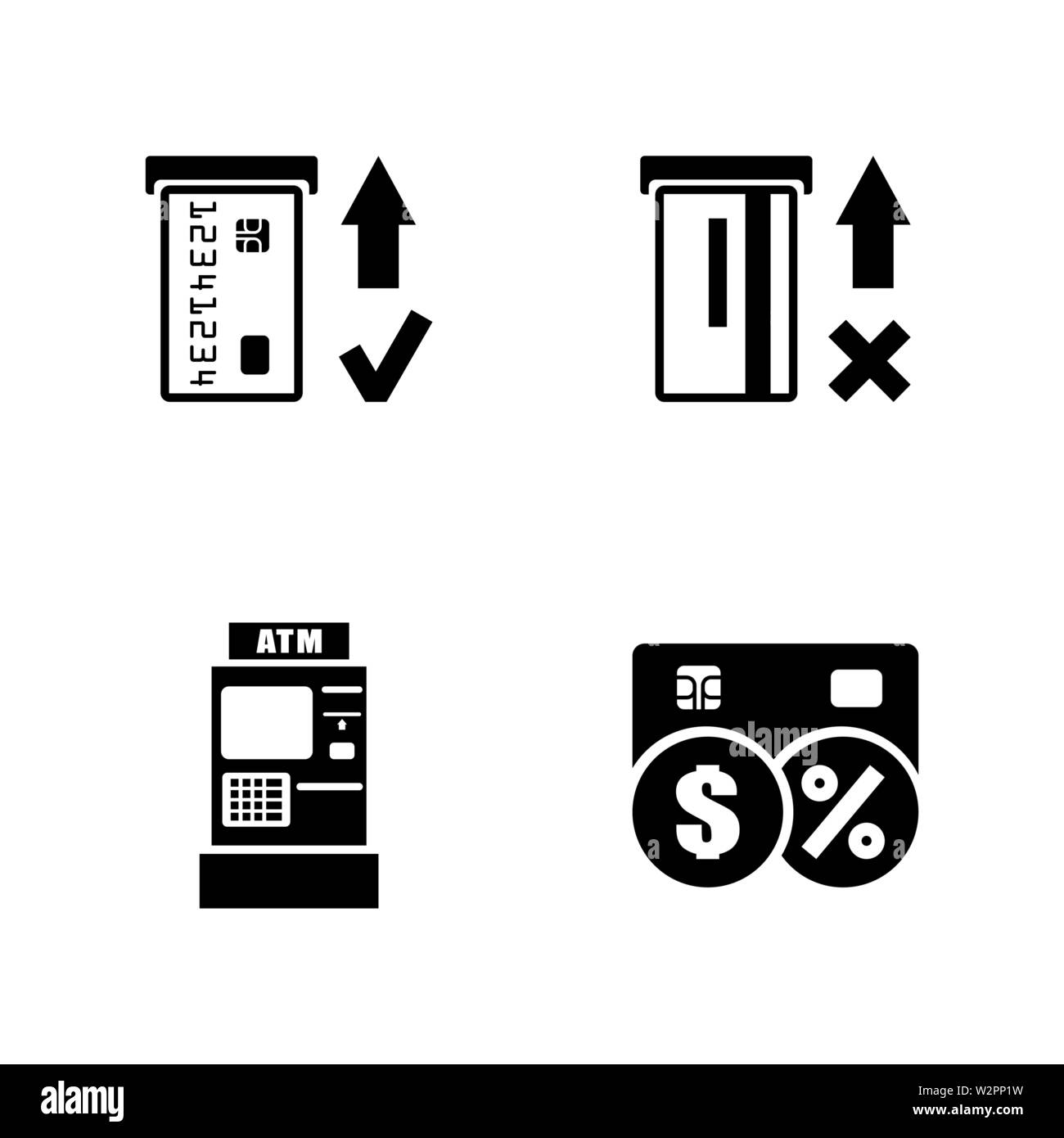 Automated Teller Machine. Simple Related Vector Icons Set for Video ...