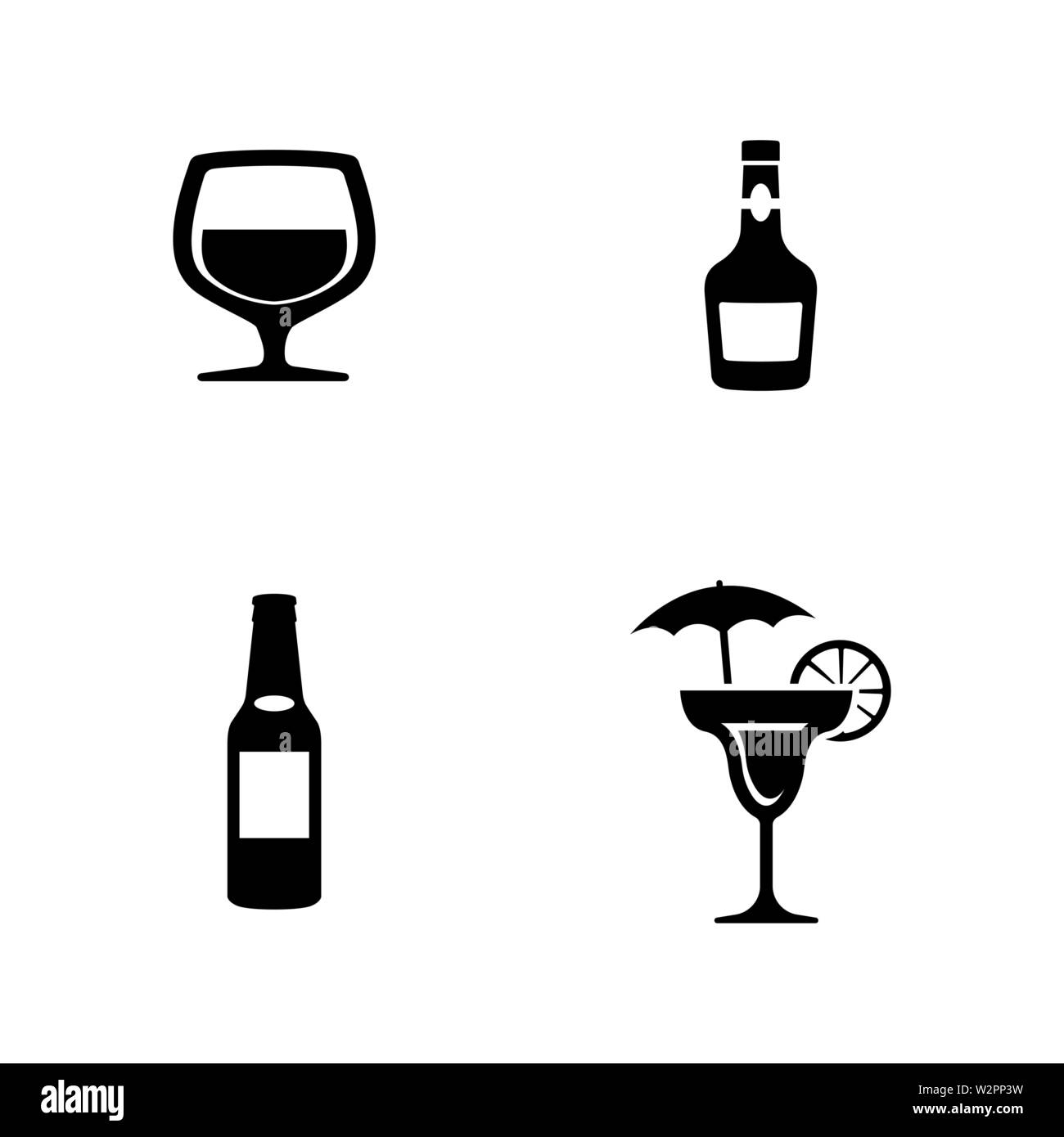 Alcohol. Simple Related Vector Icons Set for Video, Mobile Apps, Web ...