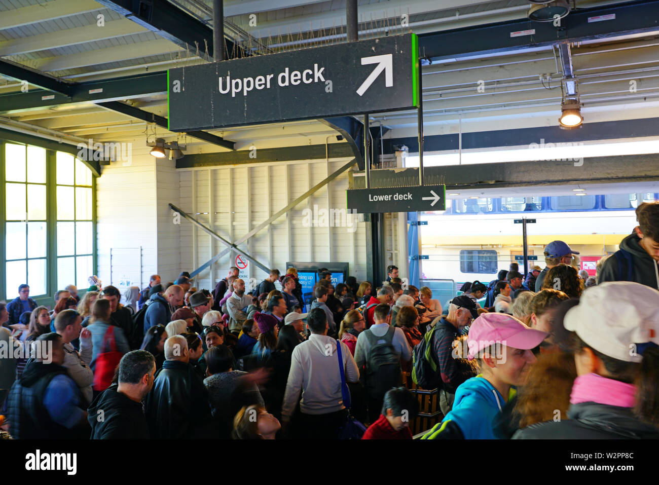 MANLY, AUSTRALIA -17 JUL 2018- View of the Manly Wharf ferry terminal ...