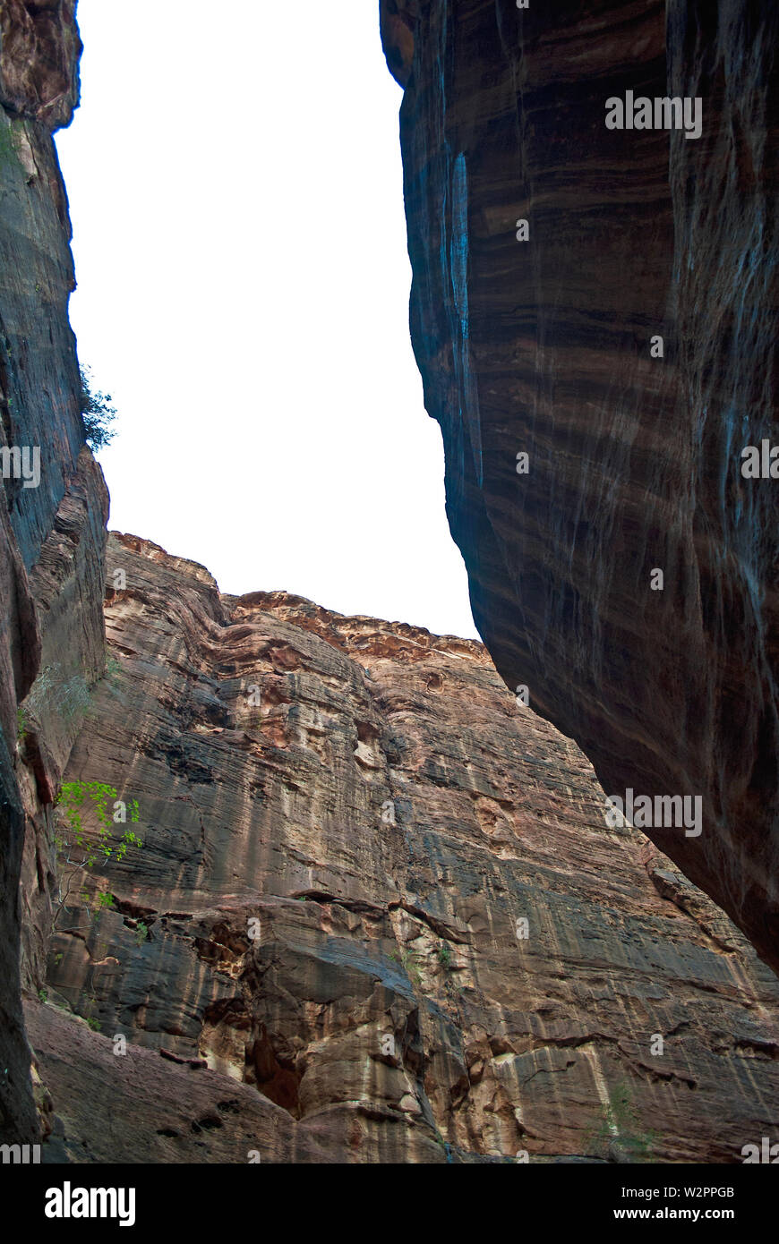 Narrow passage of rocks of Petra canyon in Jordan. UNESCO World ...