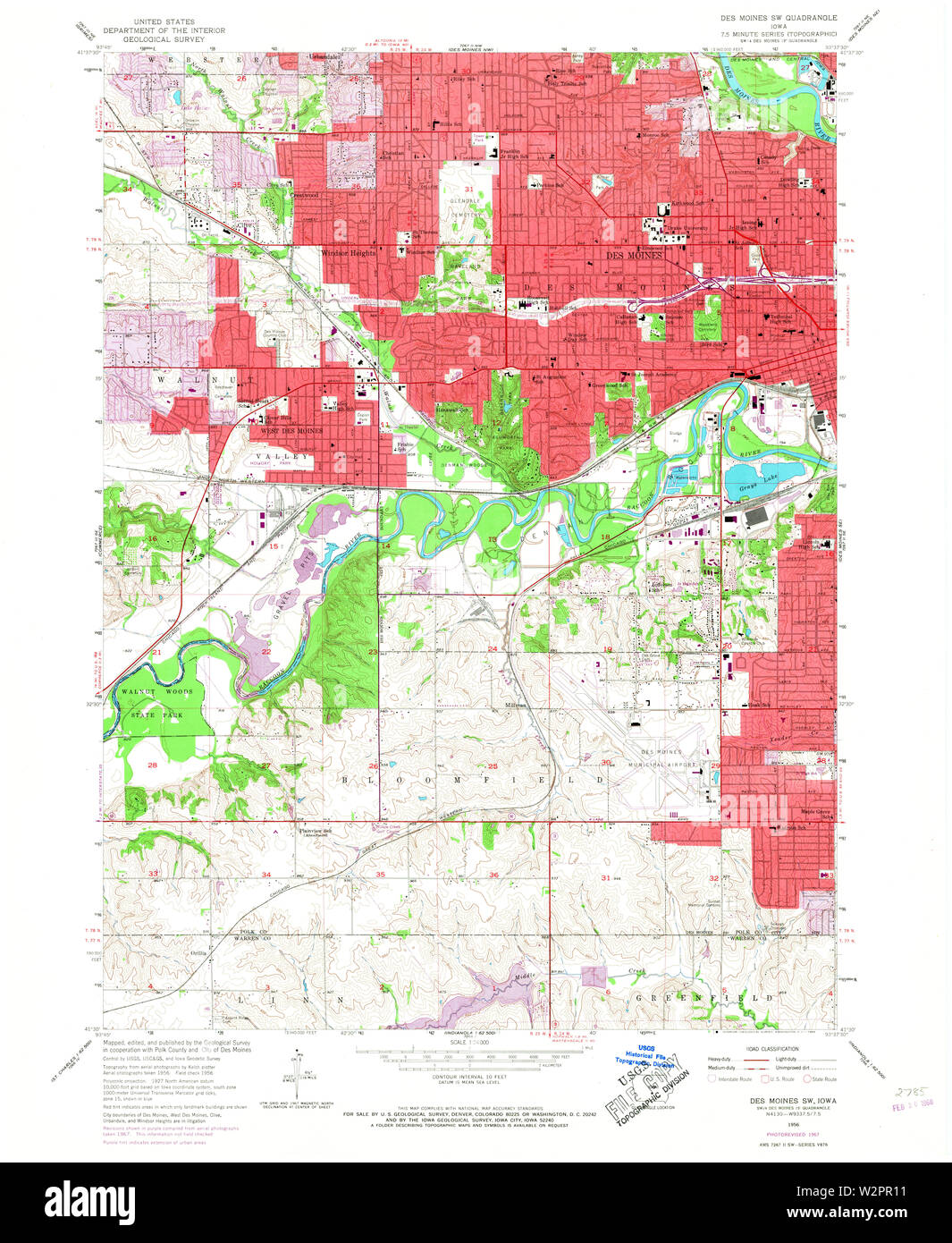 USGS TOPO Maps Iowa IA Des Moines SW 174494 1956 24000 Restoration ...