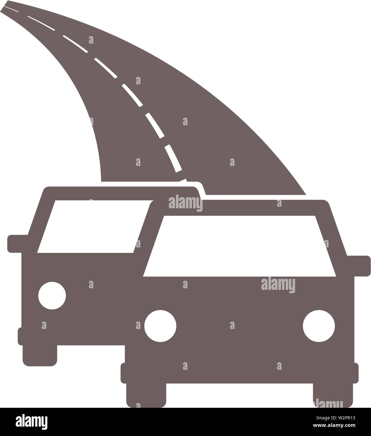 Cars on road illustration Black and White Stock Photos & Images - Alamy