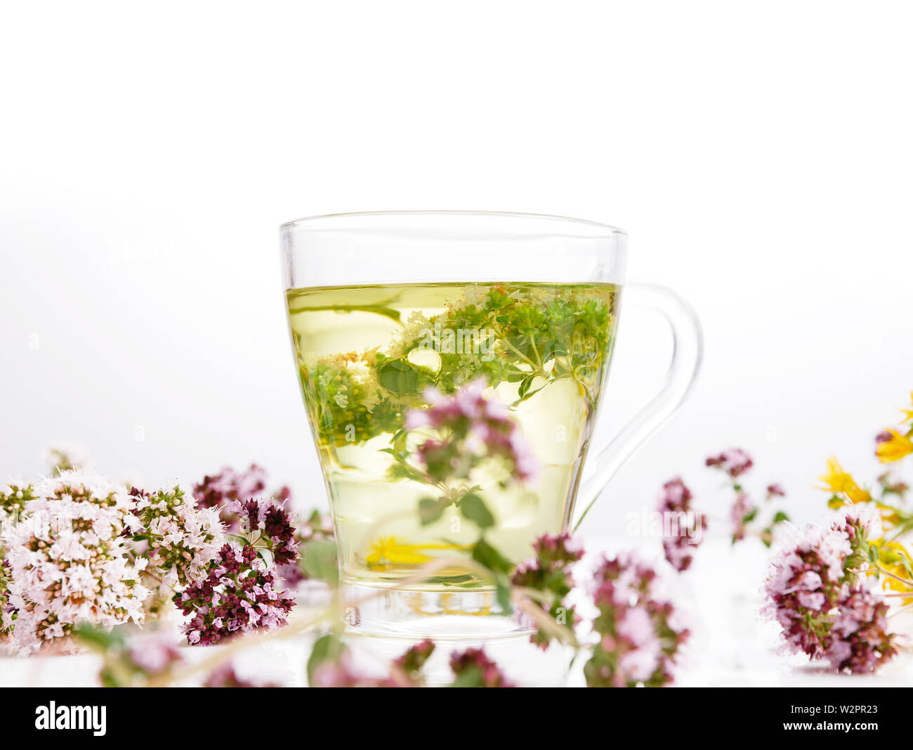 Herbal tea with origanum isolated on white background Stock Photo - Alamy