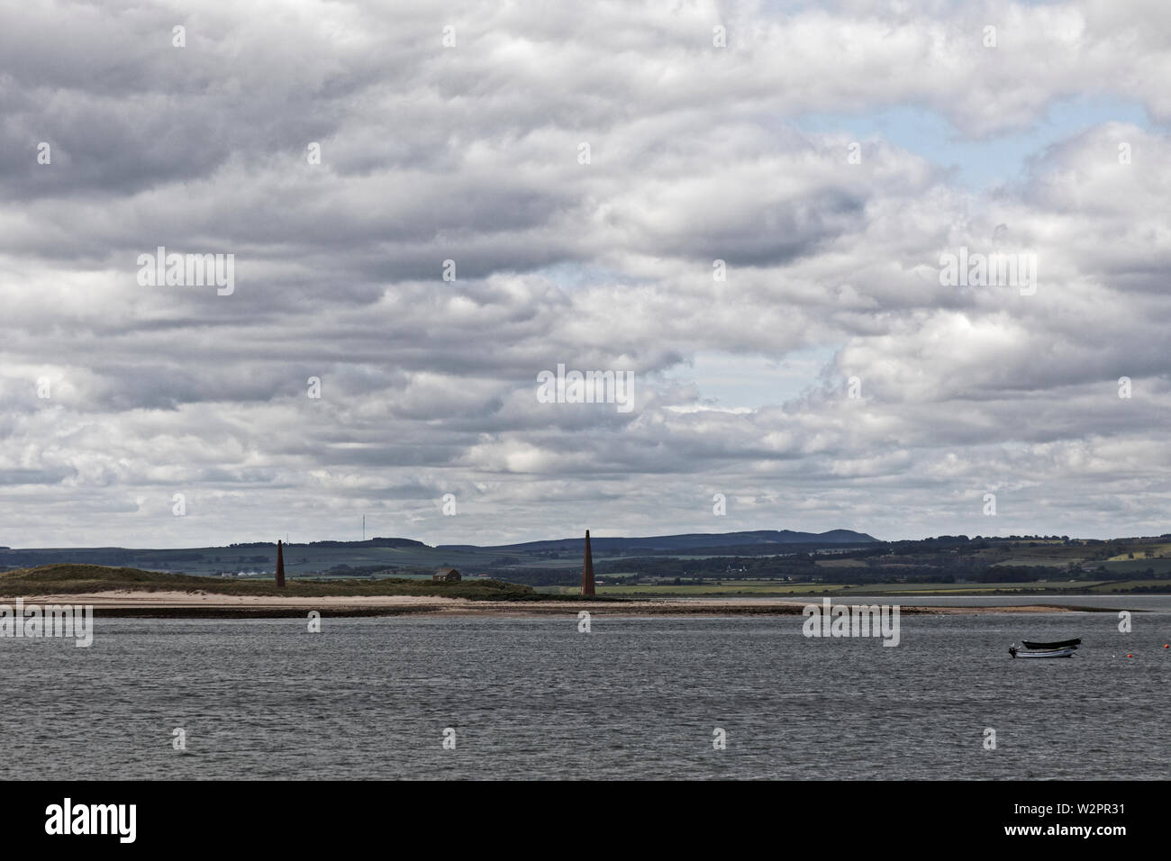 Lighted Stone Navigation Obelisks Lindisfarne Island Stock Photo - Alamy