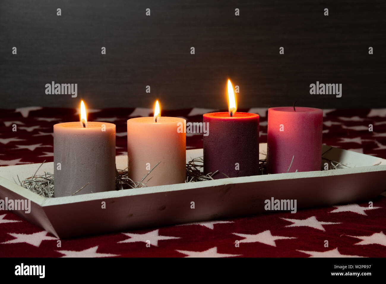 Three candles burning advent hi-res stock photography and images - Alamy
