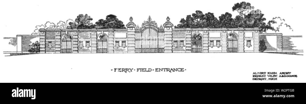 Architectural drawing of Ferry Field Entrance by Albert Kahn Stock ...