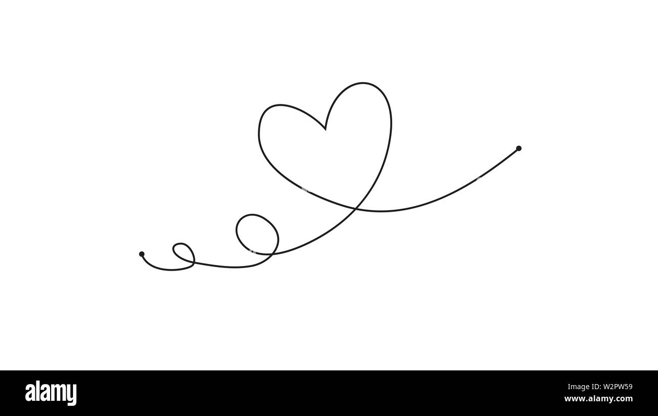 Valentines day background with heart one line, vector illustration ...