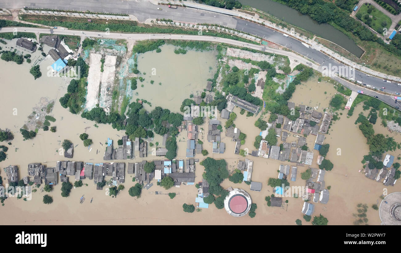 Xiangtan. 10th July, 2019. Aerial photo taken on July 10, 2019 shows a ...