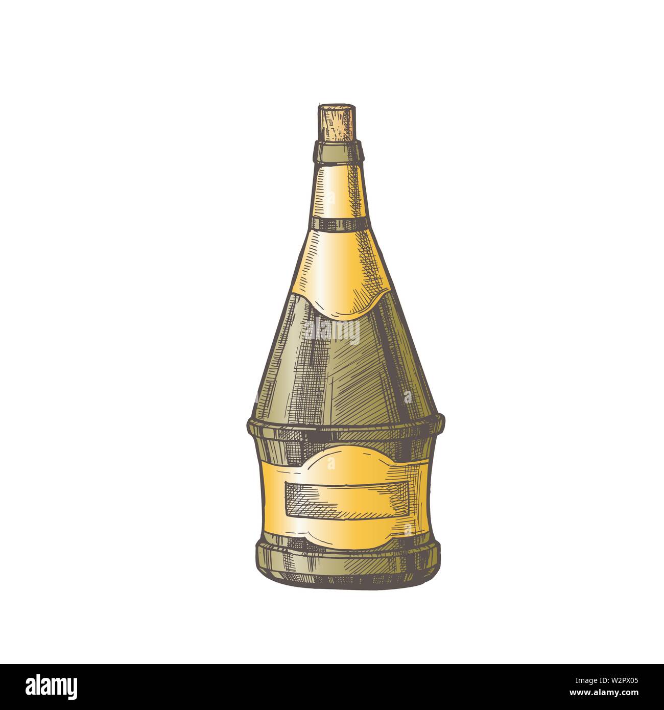 Conical Hand Drawn Color Bottle Of Wine Vector Stock Vector Image & Art ...