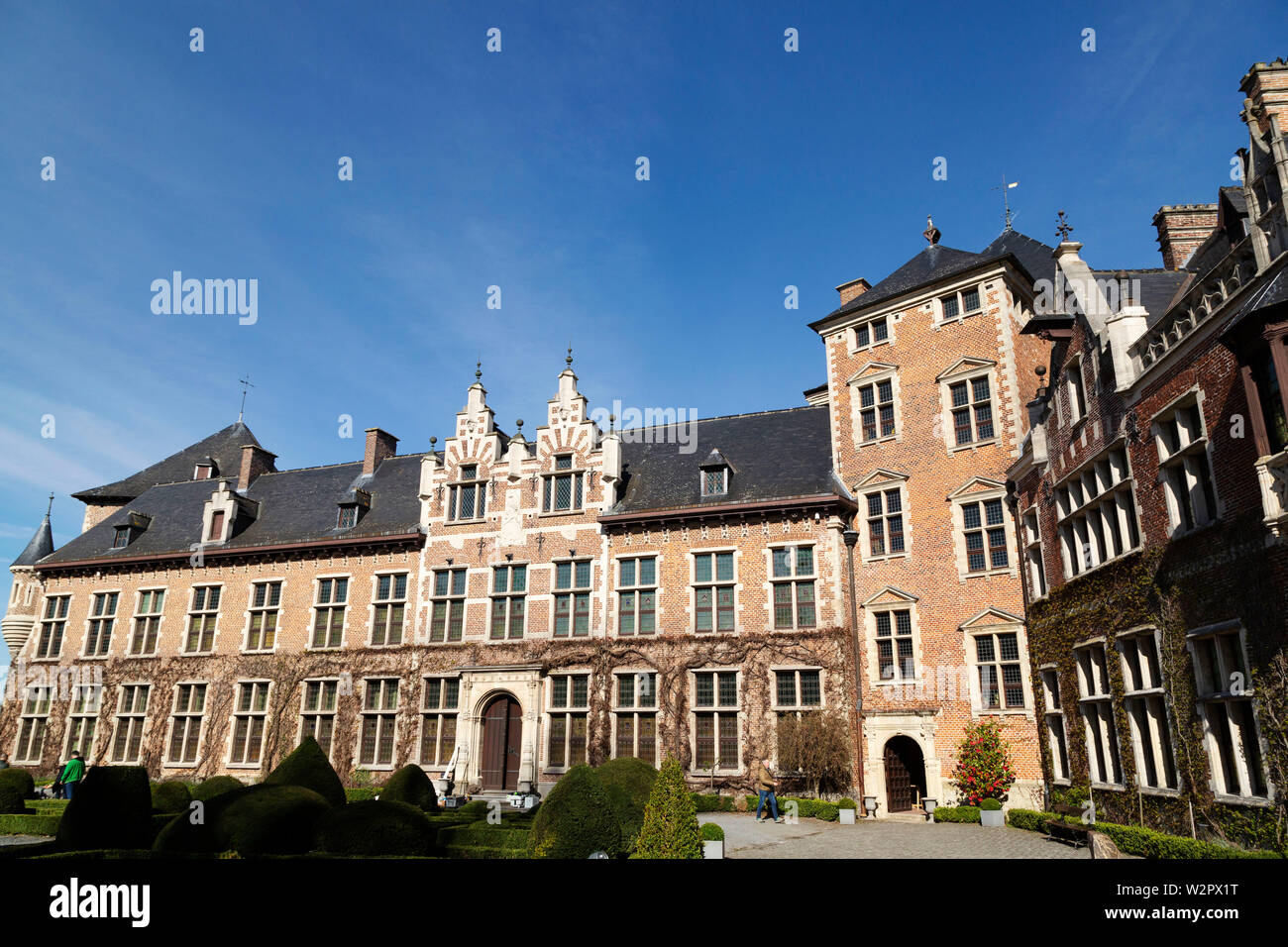 Courtyard of Gaasbeek Castle near Brussels, Belgium. The historic ...
