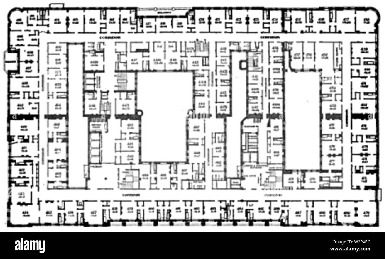 Astoria Hotel - Fourth Floor Plan Stock Photo - Alamy