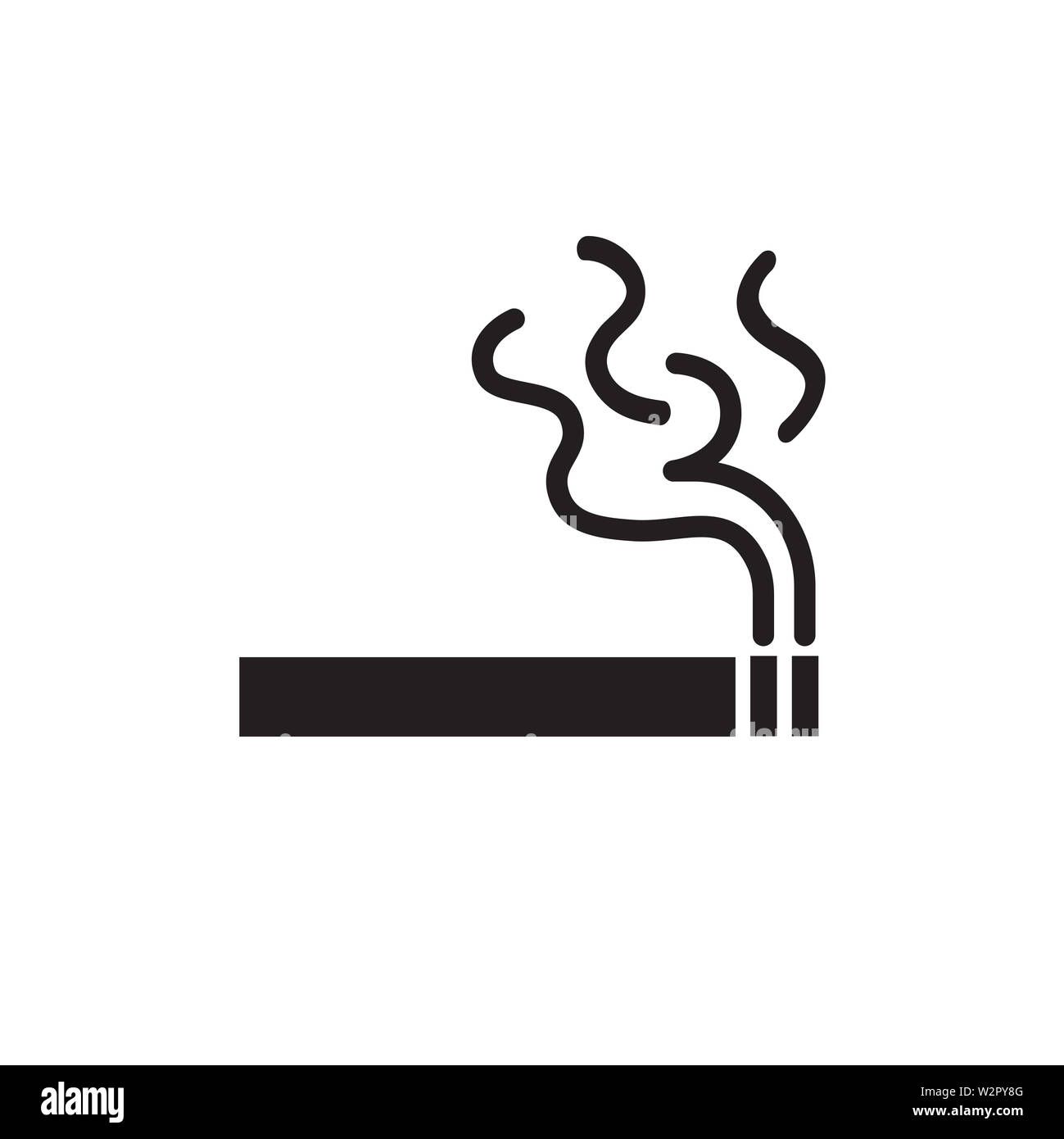 Simple Cigarette Icon In Flat Style Vector. Black Icon Vector ...