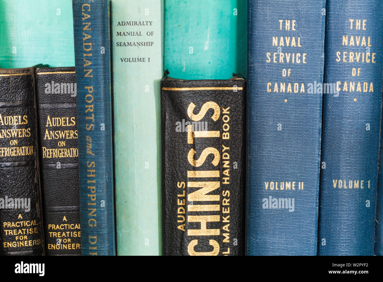 Engineering reference books on display at the Heritage Britannia Ship ...