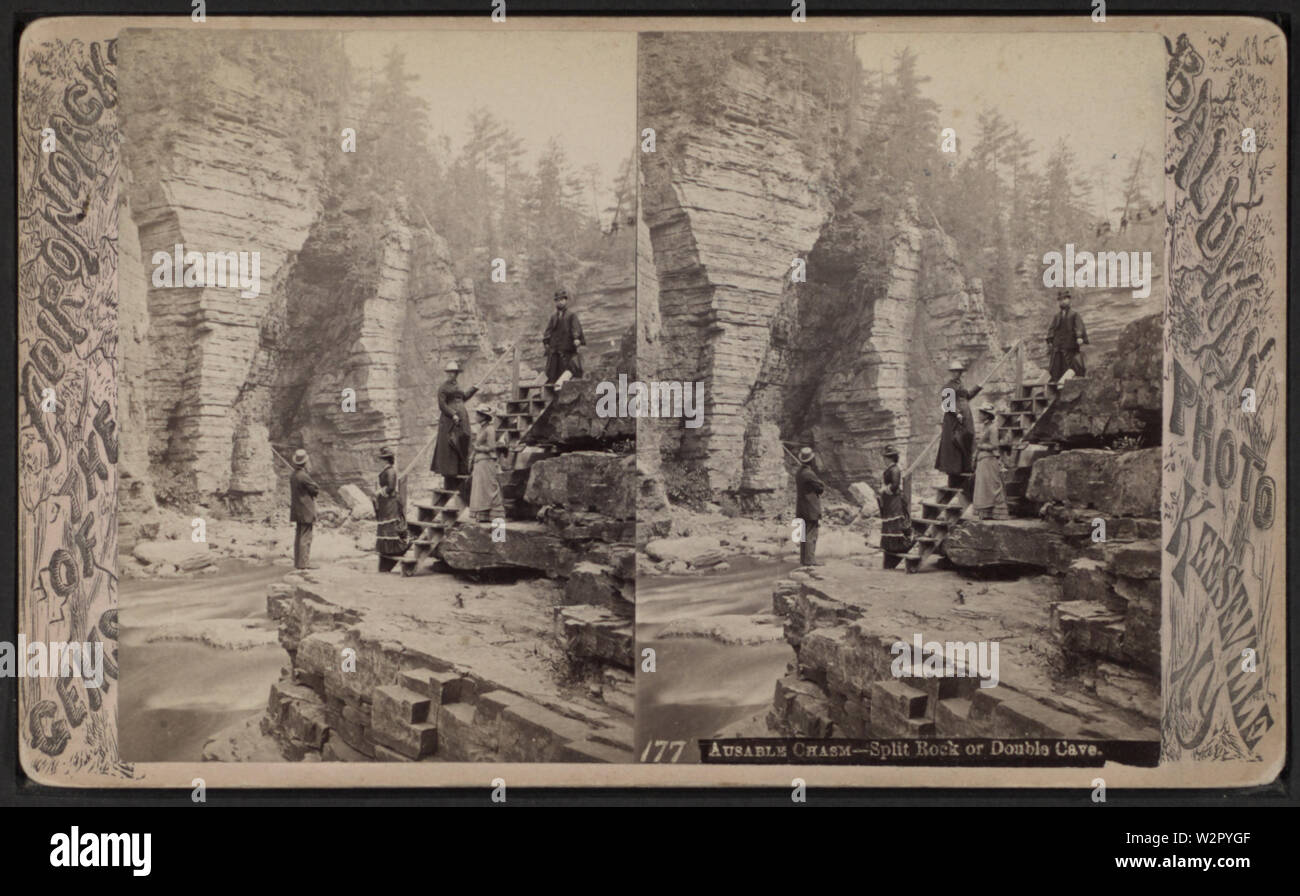 Ausable Chasm Split Rock or Double Cave, by G W Baldwin Stock Photo - Alamy