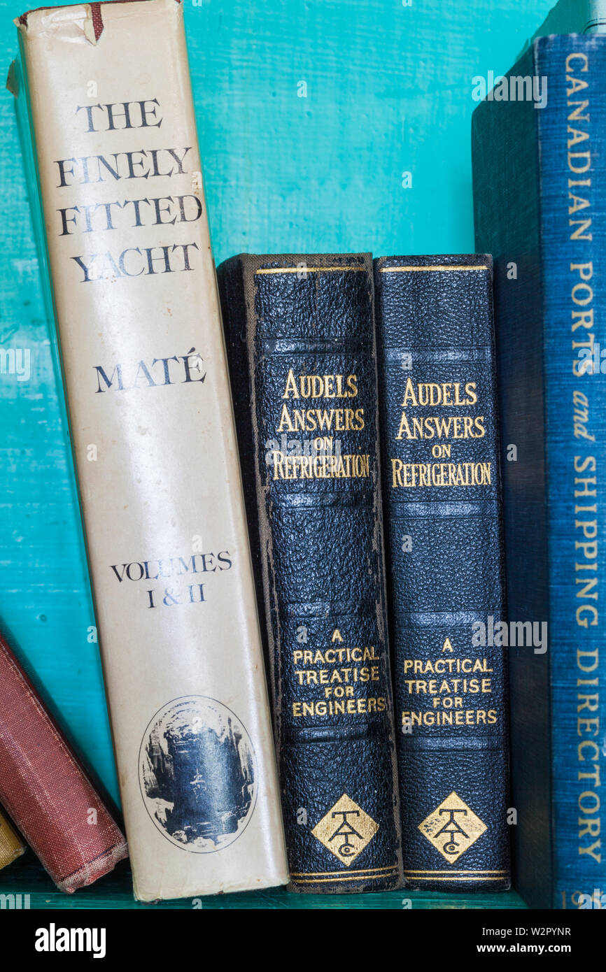 Engineering reference books on display at the Heritage Britannia Ship ...