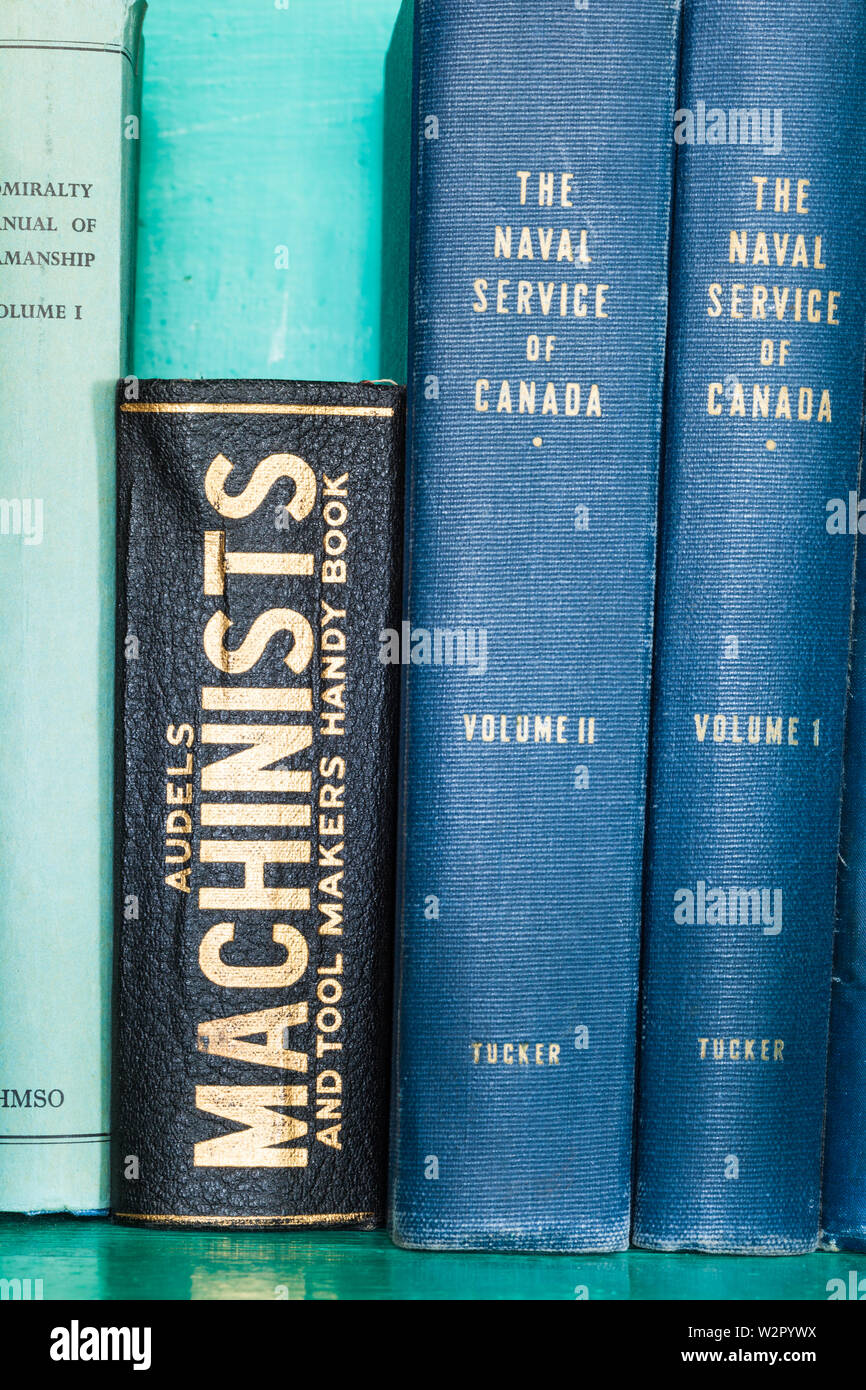Engineering reference books on display at the Heritage Britannia Ship ...