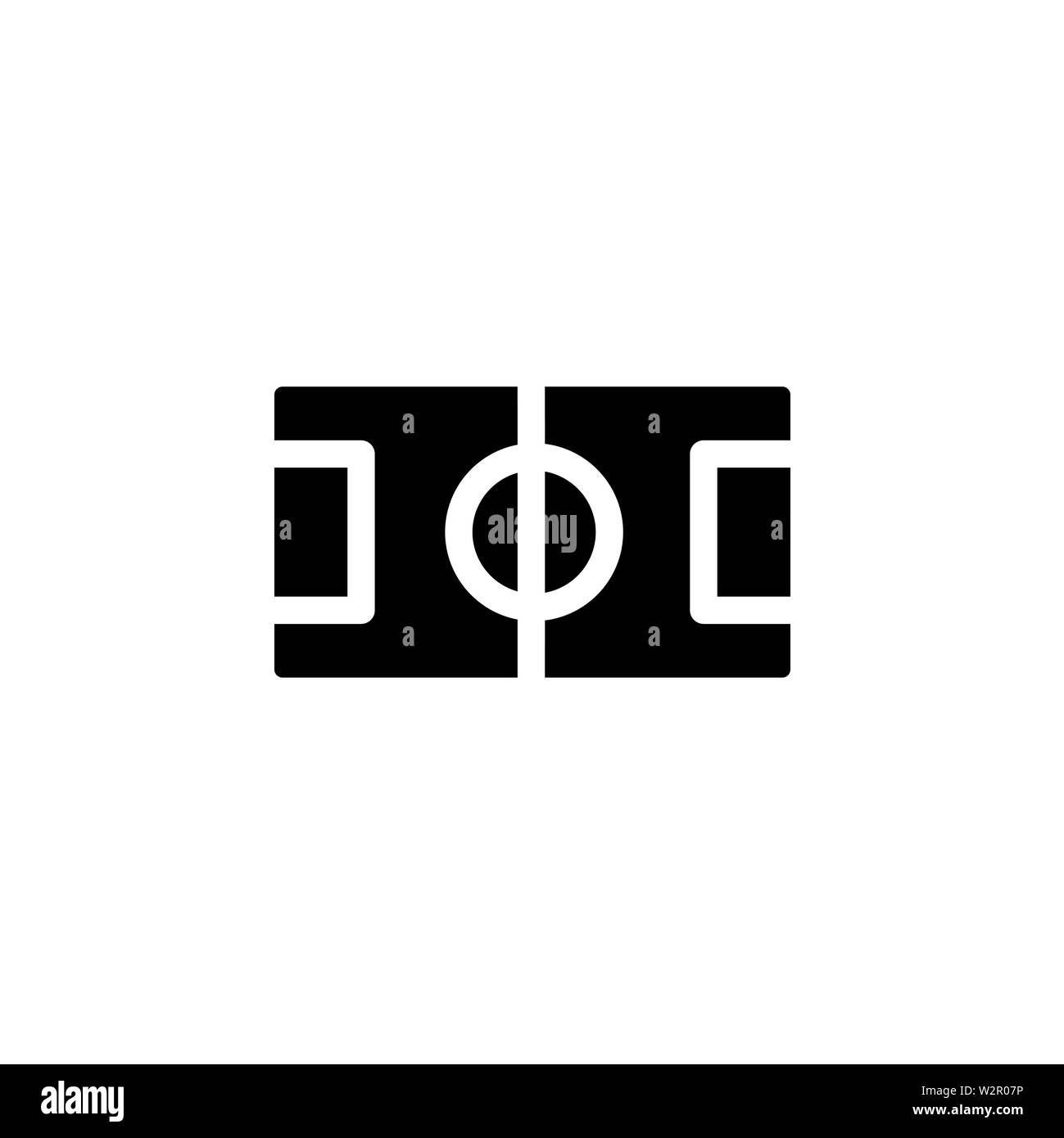 Football Field Icon In Flat Style Vector. Soccer Field Black Icon ...