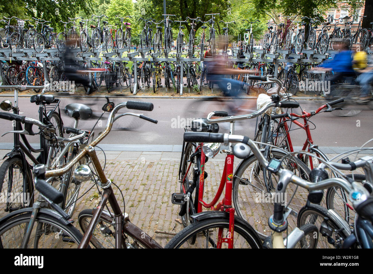 Utrecht, the Netherlands, bicycle traffic in the city center, 60% of ...