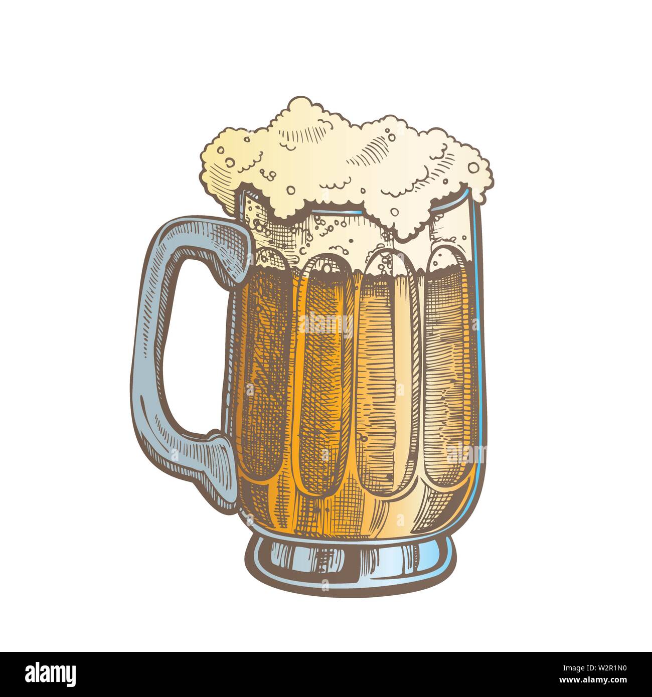 Hand Drawn Mug Color Froth Bubble Light Beer Vector Stock Vector Image ...