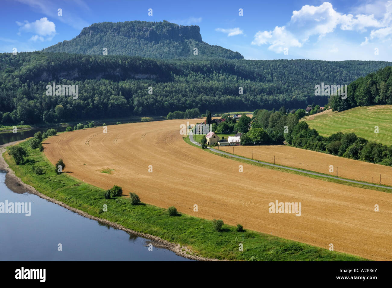 Lilienstein mountain above elbe valley germany view hi-res stock ...