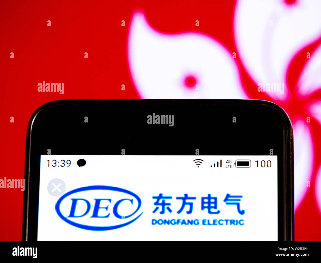 In this photo illustration the Dongfang Electric logo is seen displayed ...