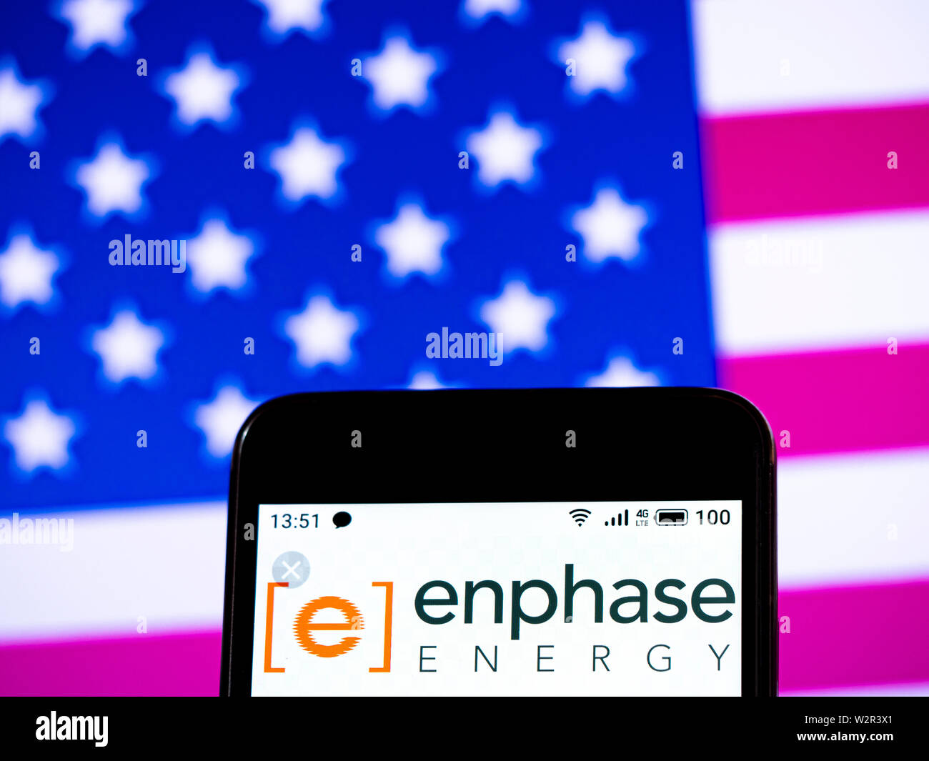 In this photo illustration the Enphase Energy logo is seen displayed on ...