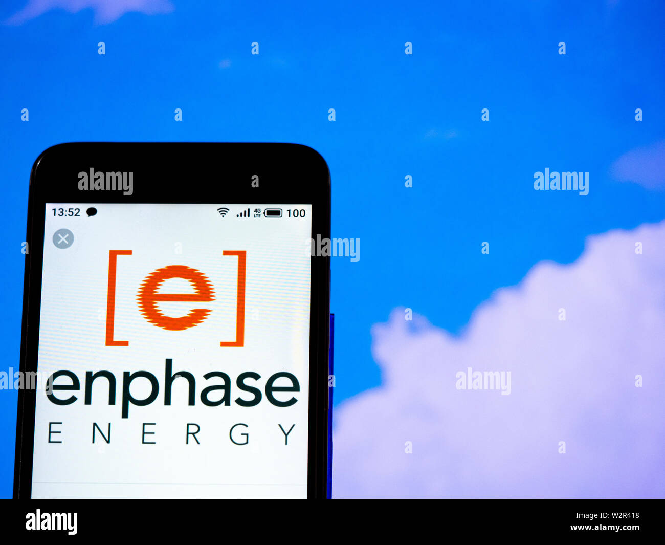 In this photo illustration the Enphase Energy logo is seen displayed on ...