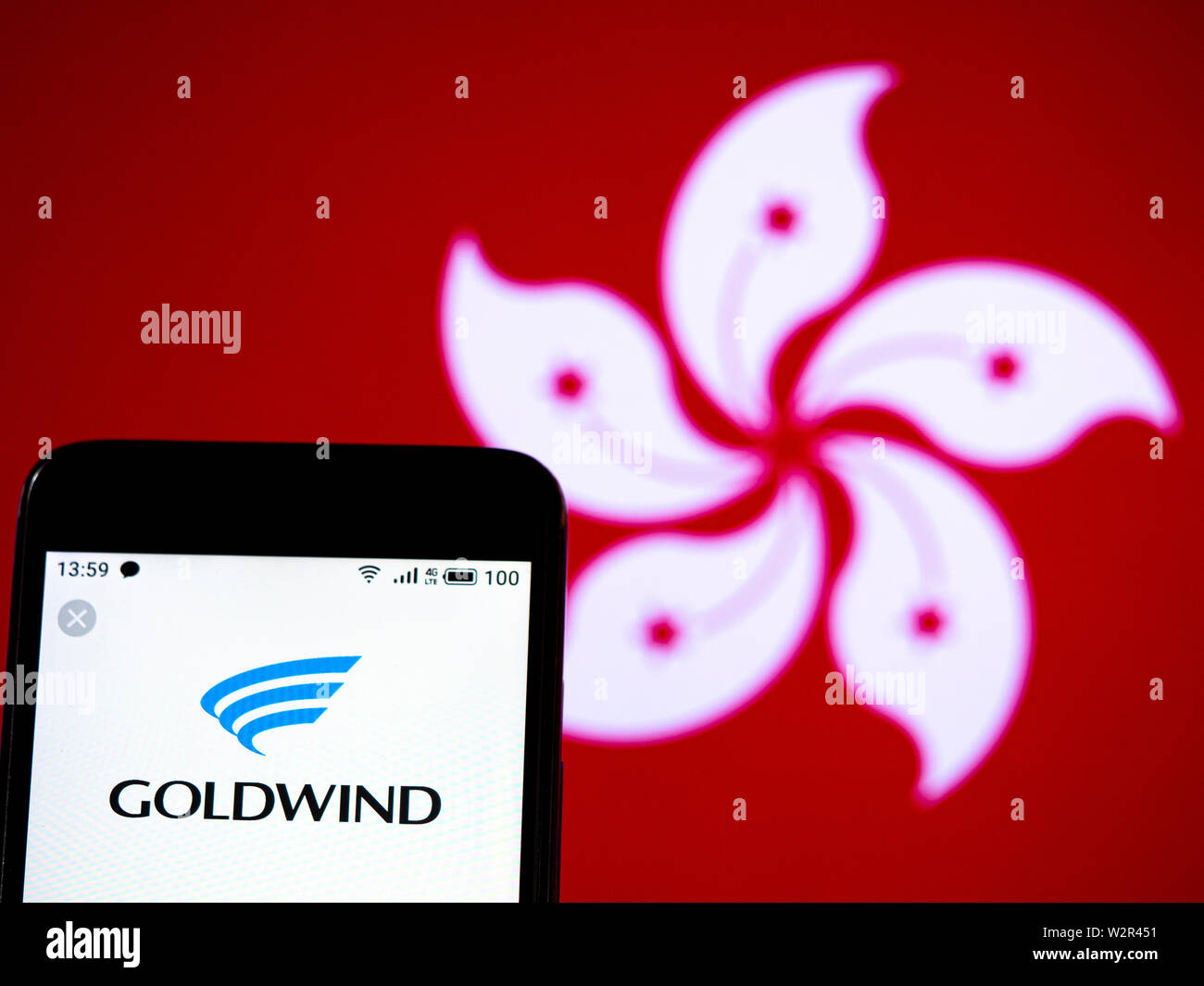 In this photo illustration the Goldwind logo is seen displayed on a smartphone Stock Photo - Alamy
