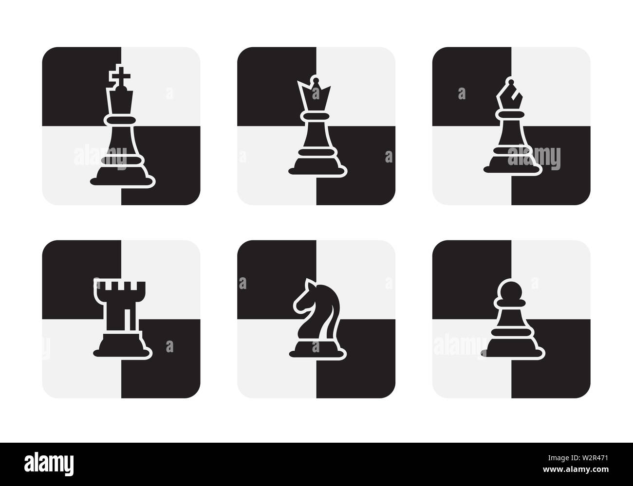 Chess Pieces Icons isolated on white background. Chessboard Vector ...