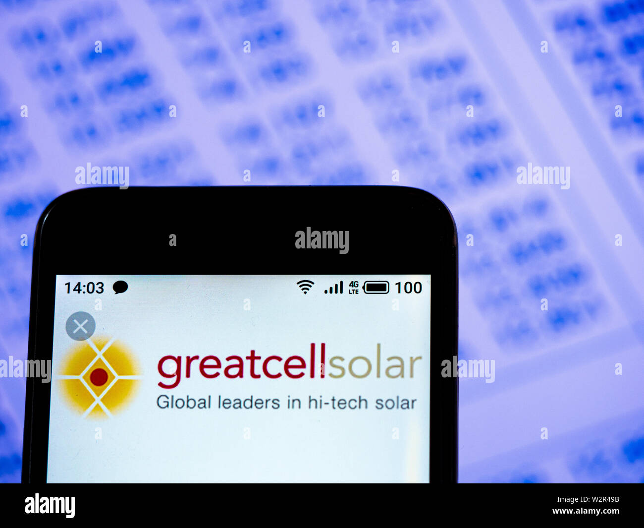 In this photo illustration the GreatCell Solar logo is seen displayed ...