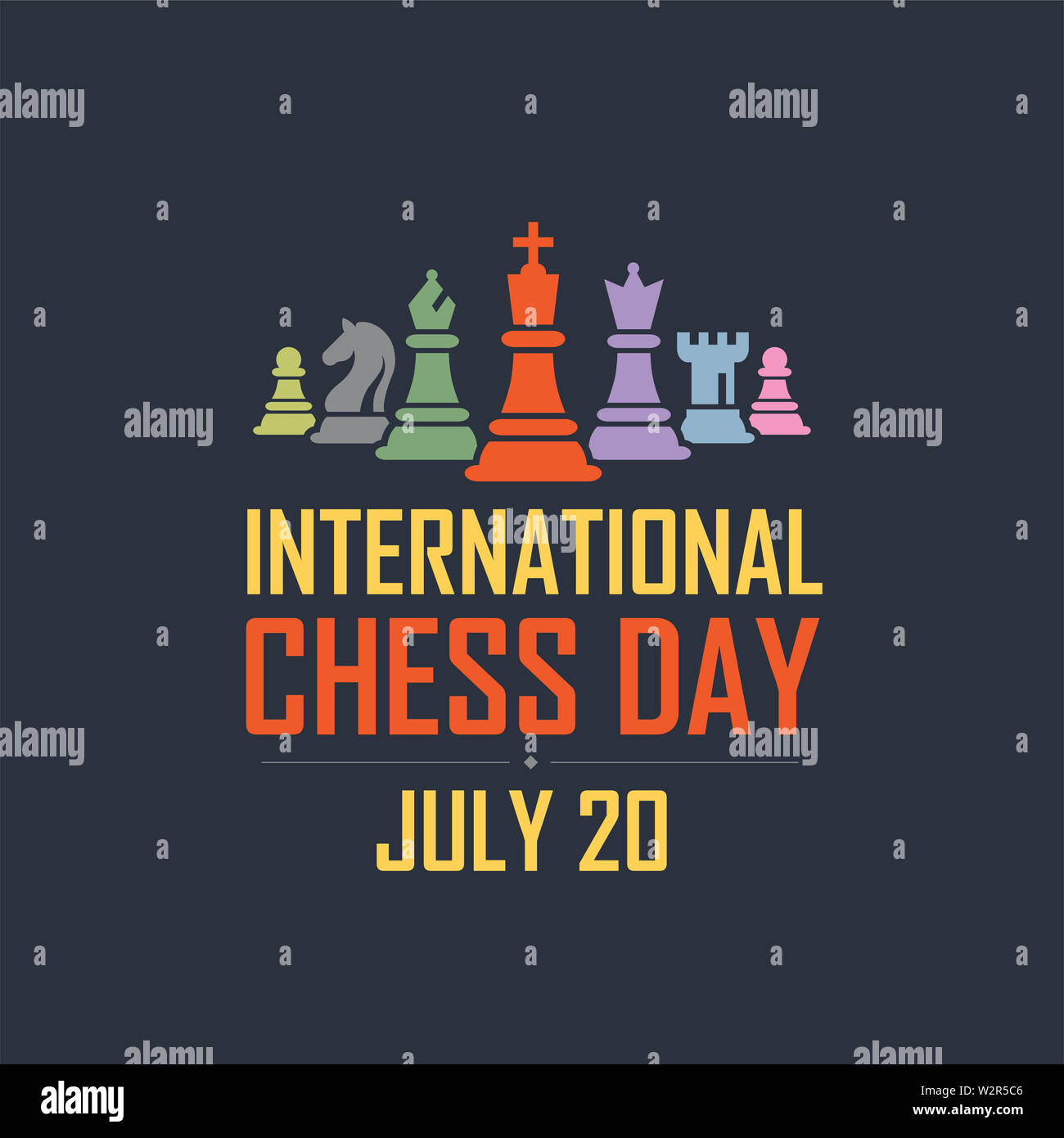 International Chess Day Colorful Vector Illustration on Dark Background ...