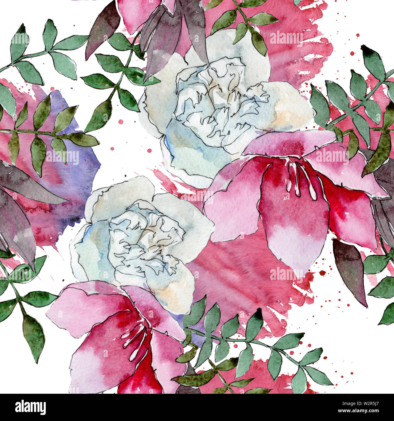 Bouquet floral botanical flowers. Watercolor background illustration ...