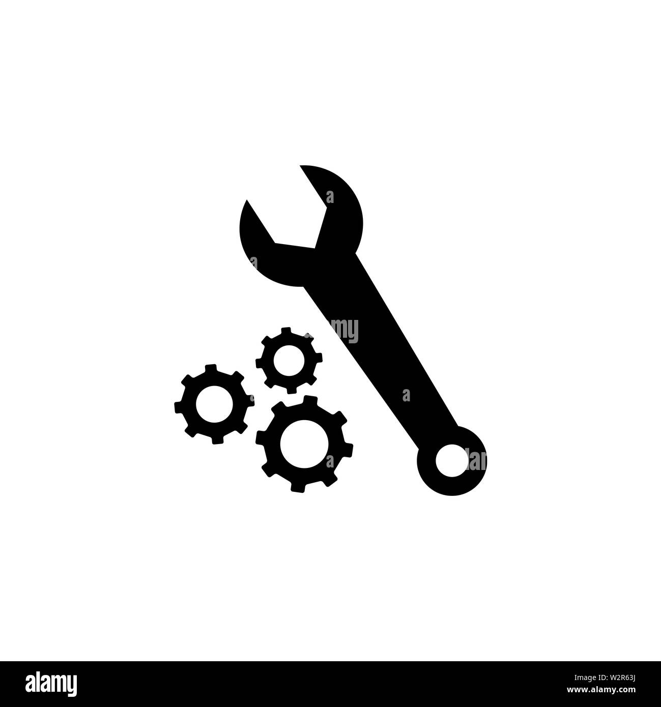 Gear And Wrench Icon In Flat Style For App, UI, Websites. Black Icon ...