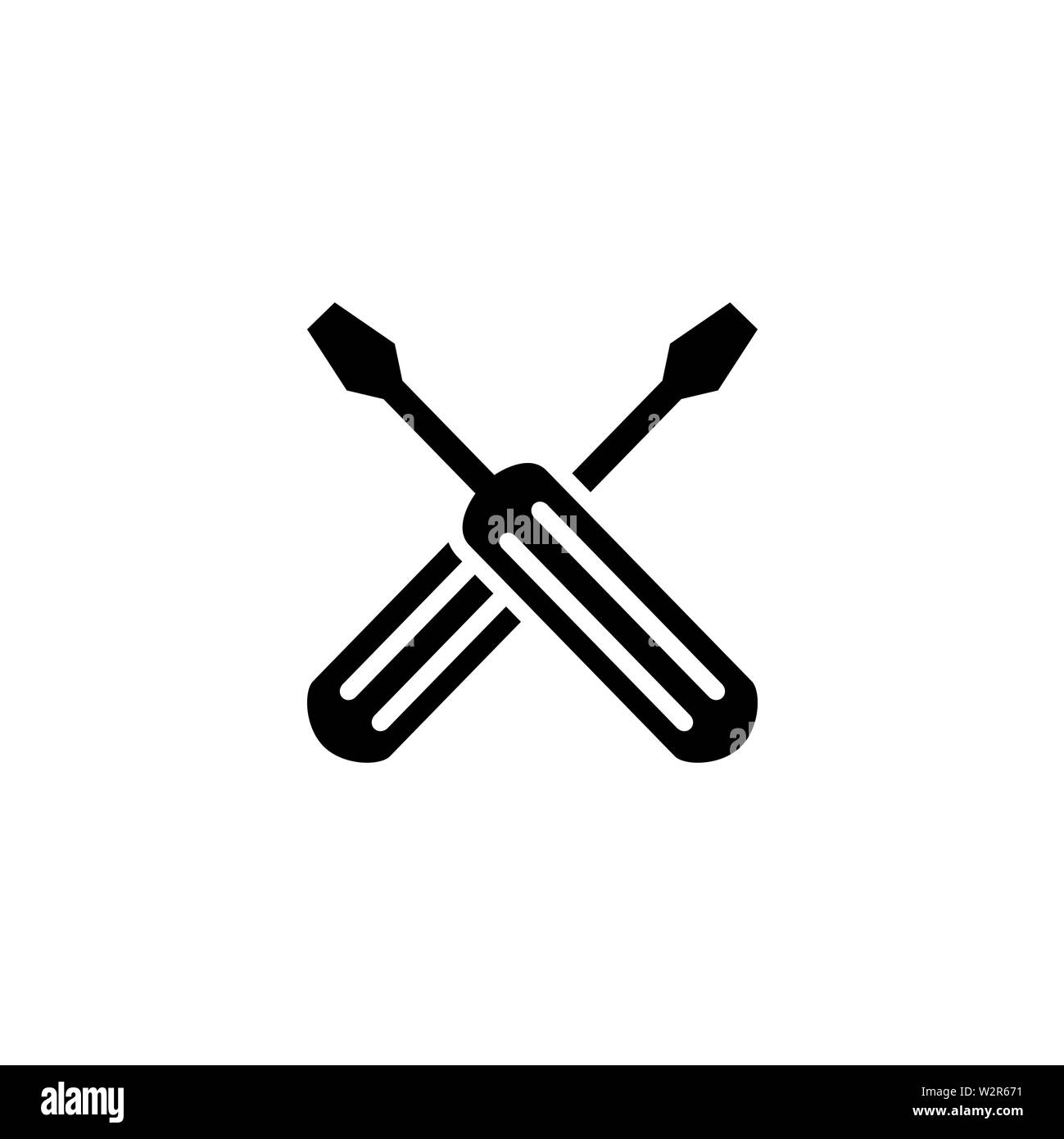 Screwdriver Crossed Icon In Flat Style For App, UI, Websites. Black ...