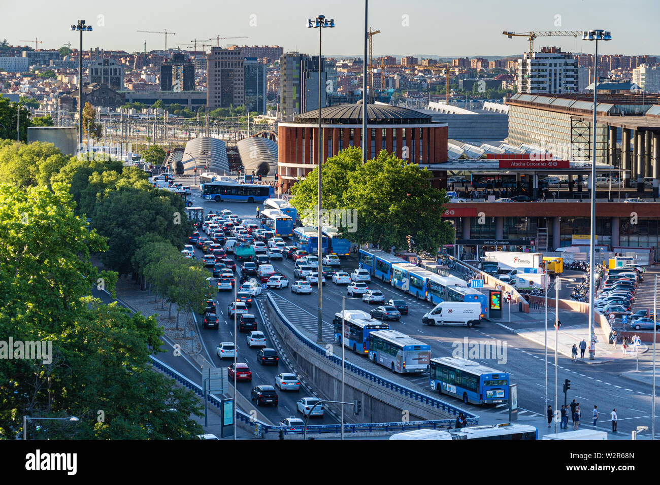 Madrid, Spain. June 19: traffic jam near Atocha station Stock Photo - Alamy
