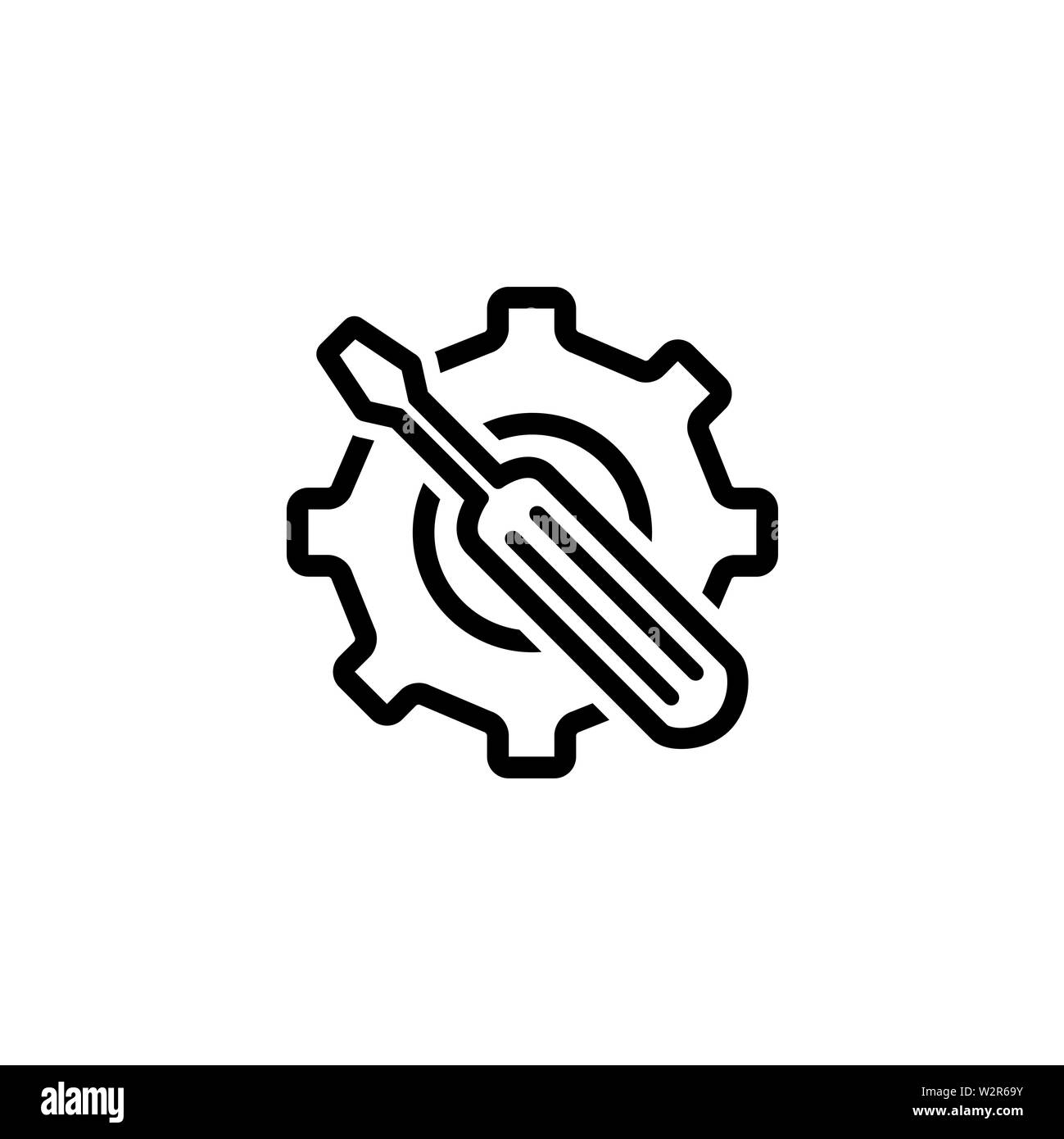 Service Tools Line Icon In Flat Style For App, UI, Websites. Gear Wheel ...