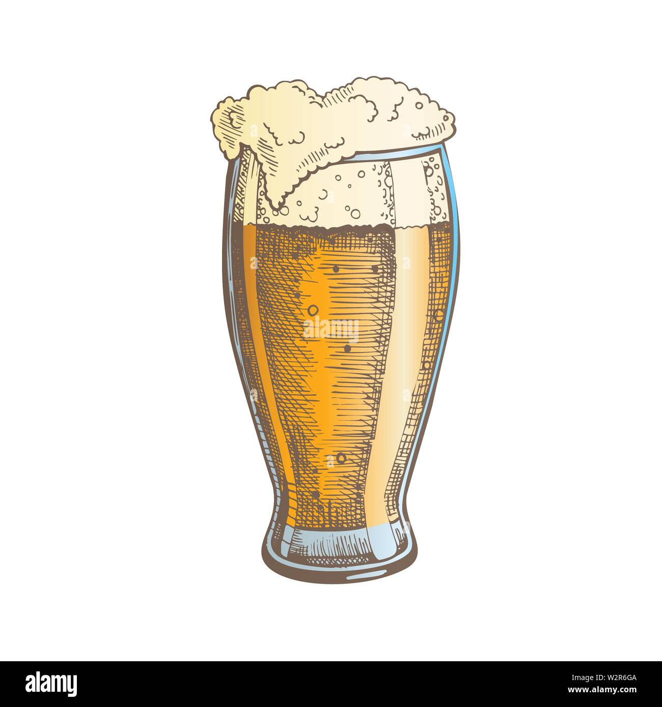 Color Hand Drawn Glass With Foam Bubble Beer Vector Stock Vector Image ...